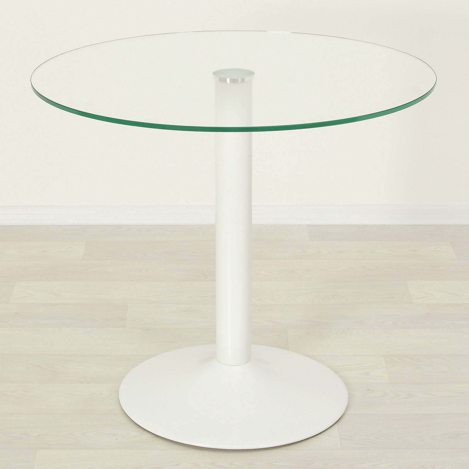 Стеклянный стол Mebel Apartment Троя 18 прозрачный/белый D80