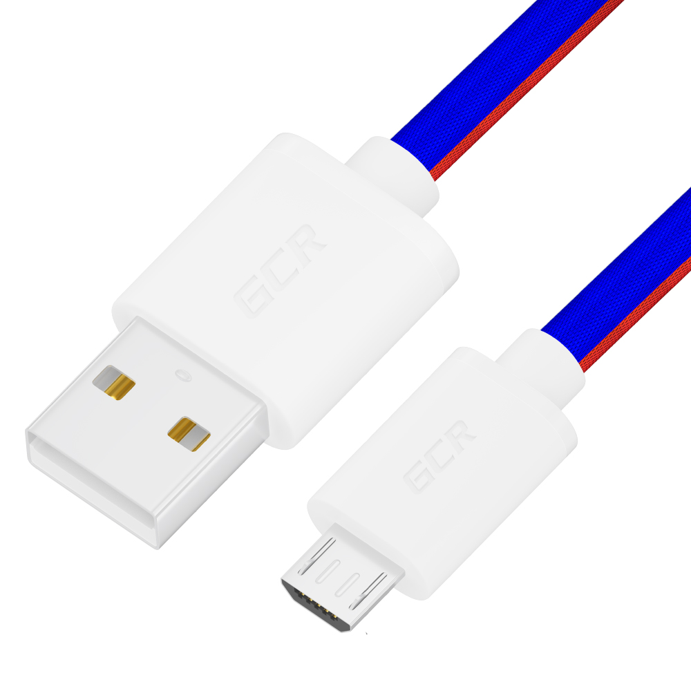 Кабель micro usb - usb GCR GCR-UAQC10 1 м белый, красный, синий