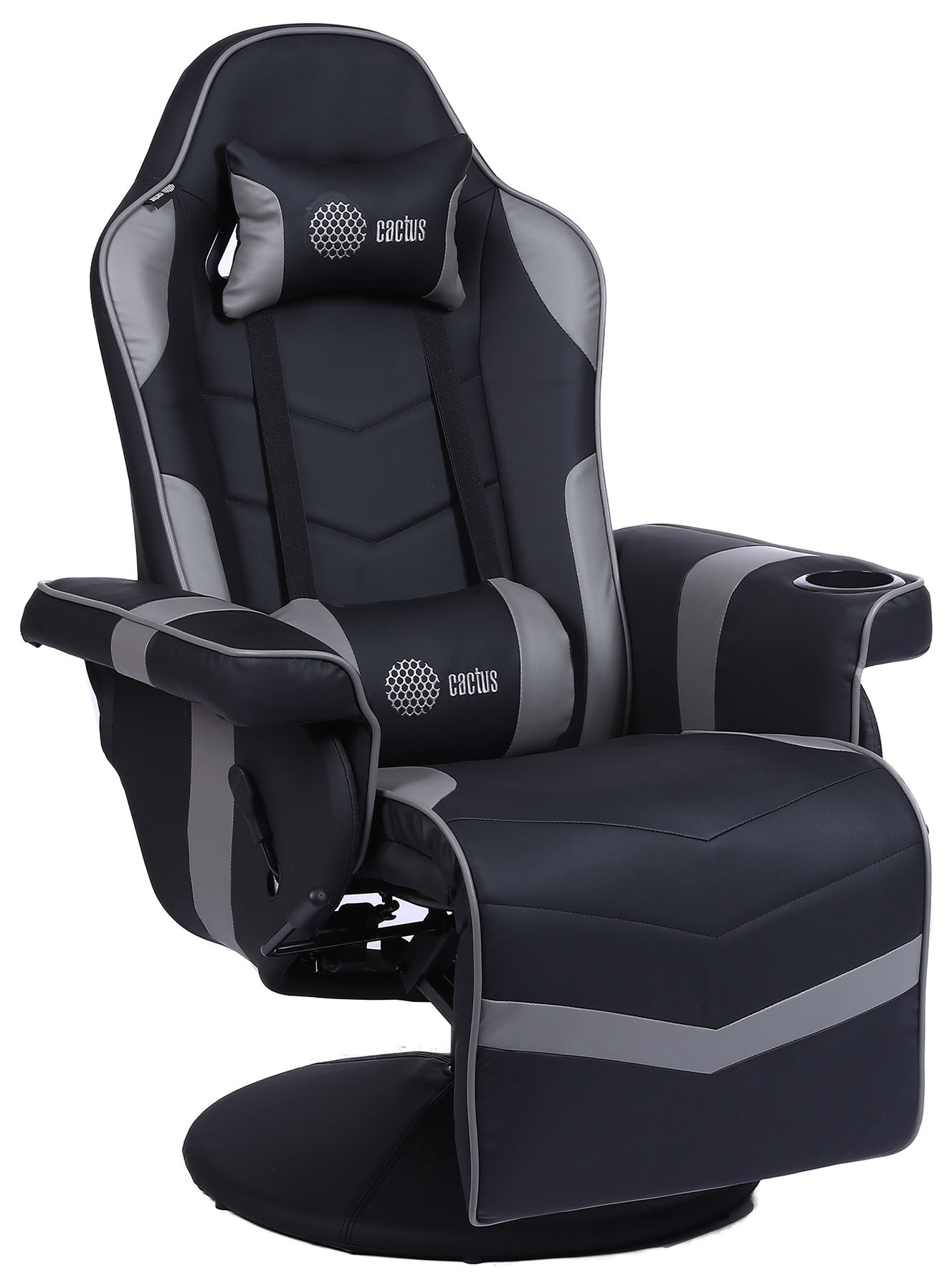 Кресло игровое Cactus CS-CHR-GS200BLG черный/серый эко.кожа, ножка металл черная