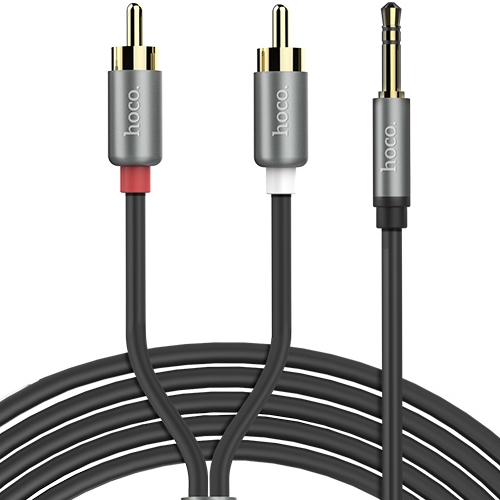 Аудио кабель 2RCA штекер - 3.5мм штекер - Hoco UPA10 Metal 1,5 м Grey