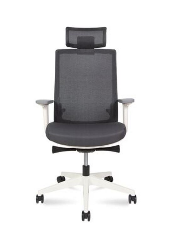 Кресло офисное Norden Ruby белый пластик/серая сетка/серая ткань