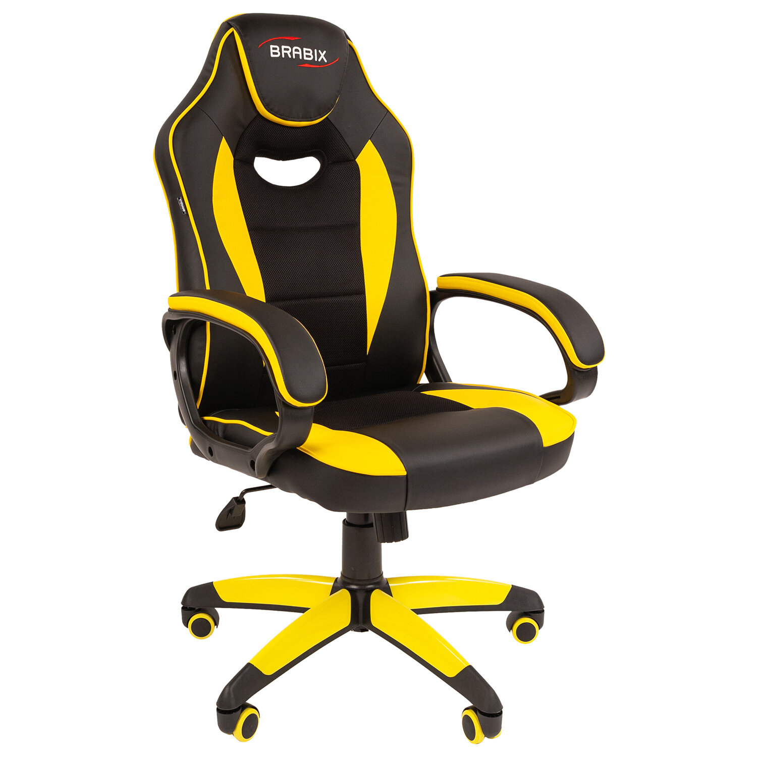 Кресло компьютерное BRABIX Blaze GM-162 TW/экокожа, черное/желтое