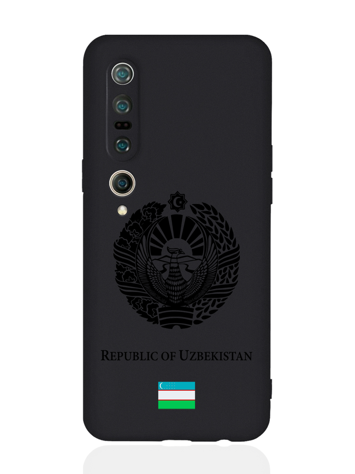 Чехол SignumCase для Xiaomi Mi 10 Pro Черный лаковый Герб Узбекистана черный