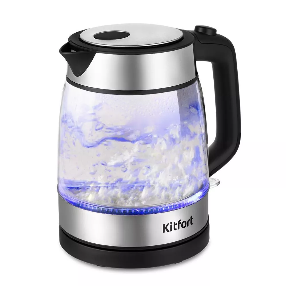 Чайник электрический Kitfort КТ-6184 1.2 л черный, серый, прозрачный