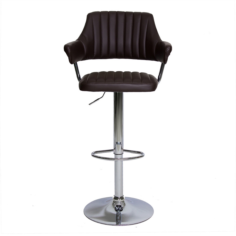 Барный стул B-trade WX-1029 Кожзам WX-1029BROWN(502-A)/CHROME, серебристый/brown