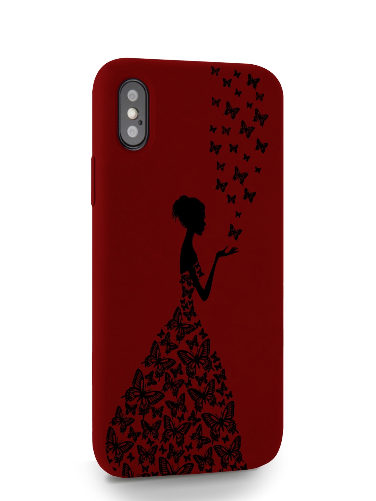 Чехол MustHaveCase для iPhone X/XS Девушка с бабочками красный