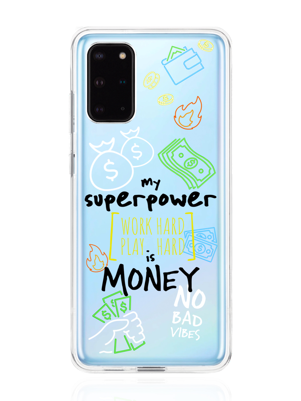 Чехол MustHaveCase для Samsung Galaxy S20+ My Superpower is Money прозрачный