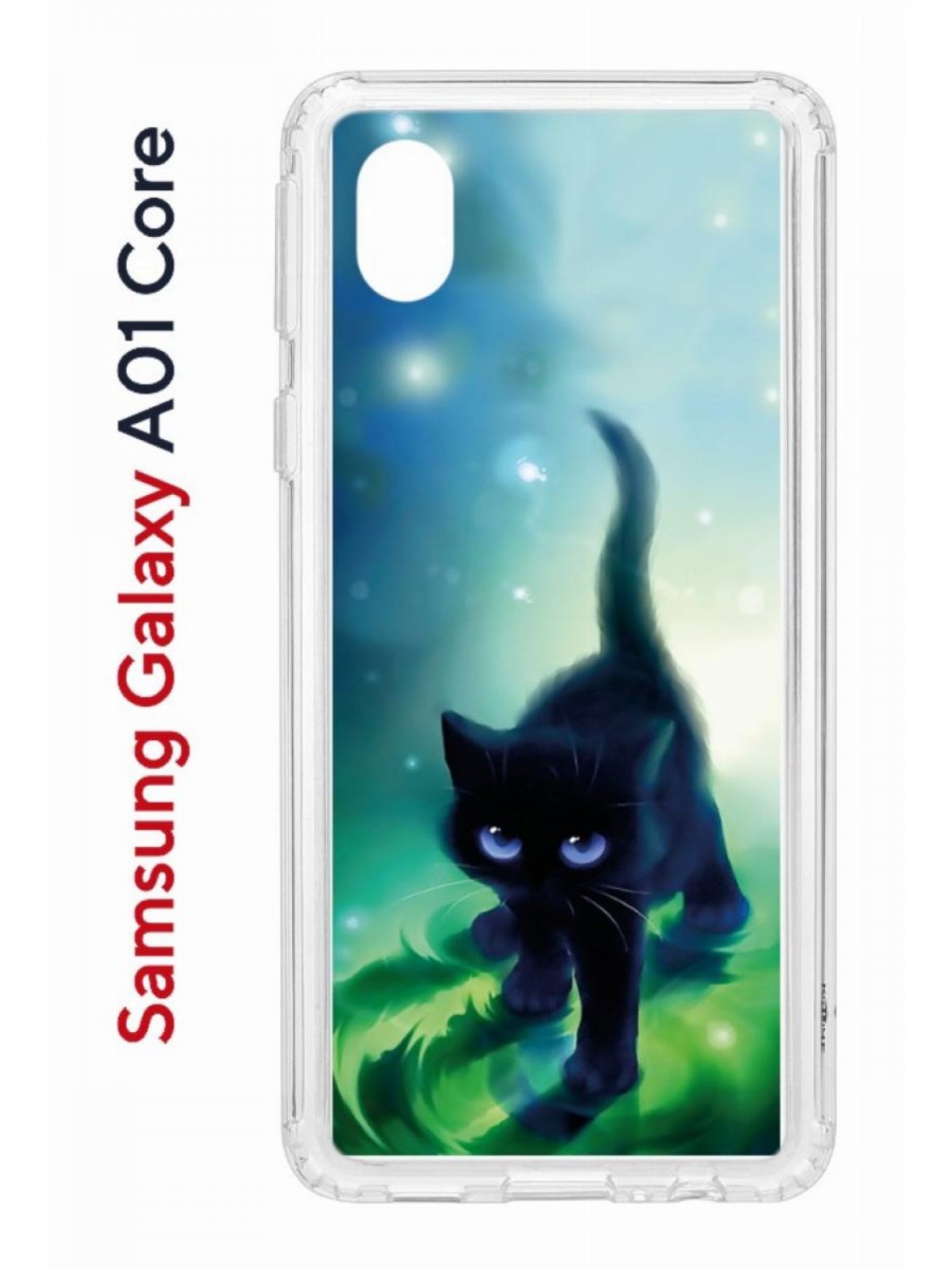 Чехол на Samsung Galaxy A01 Core с принтом Kruche Print Черный кот, противоударный бампер