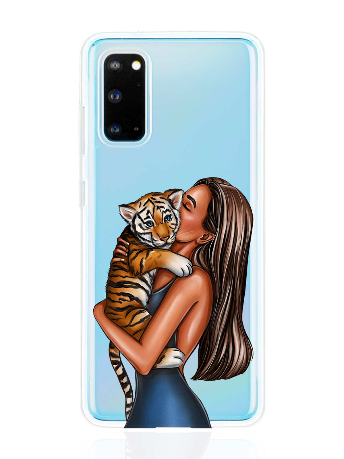 Чехол MustHaveCase для Samsung Galaxy S20 Девушка с тигренком прозрачный