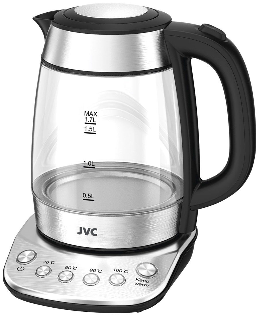 Чайник электрический JVC JK-KE1825 1.7 л прозрачный, серебристый, черный