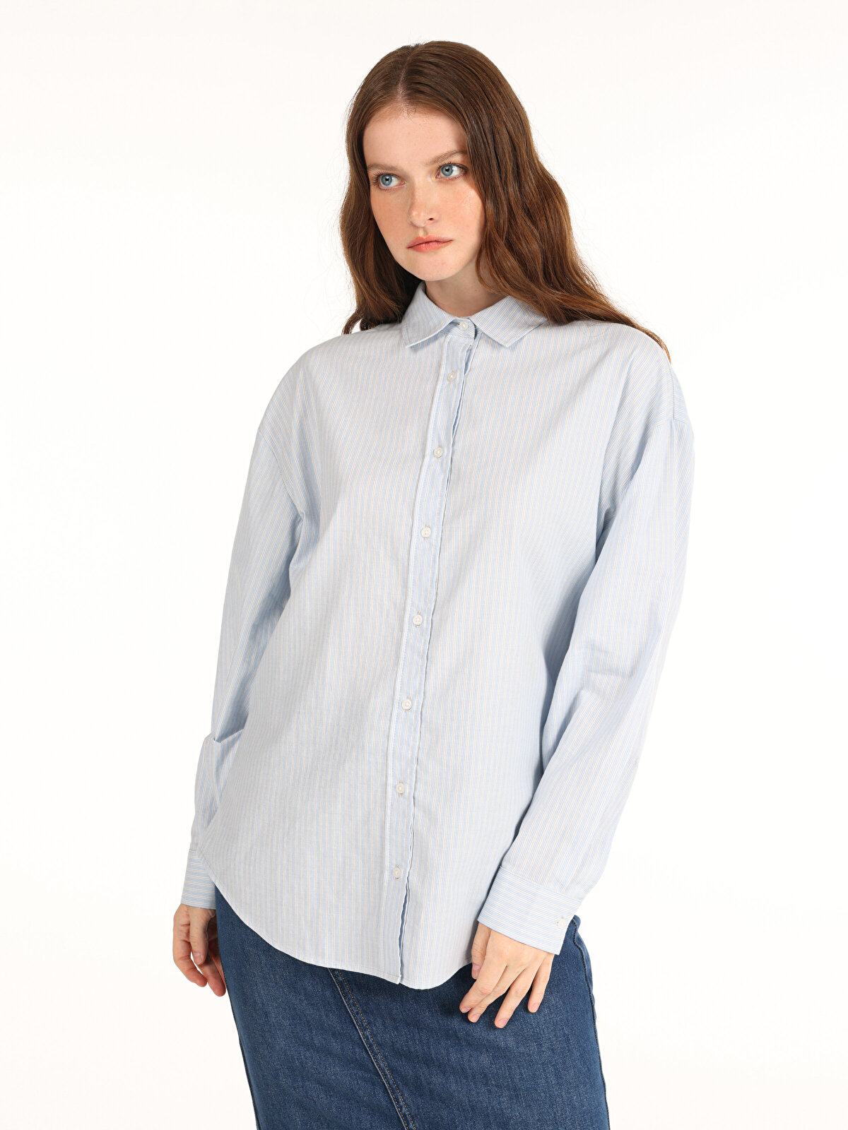 Рубашка женская Colin's CL1065662_Q1.V1 голубая XS