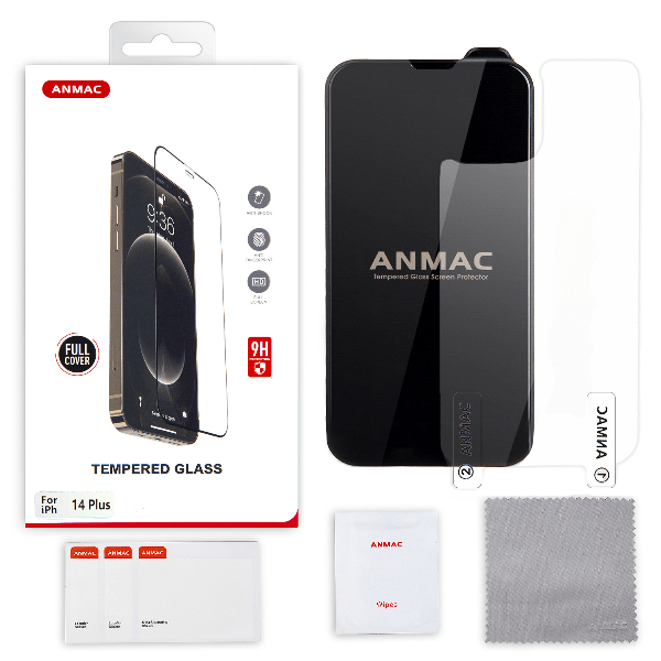 Защитное стекло Anmac для Iphone 14 Plus Full Cover Черное + Пленка Назад