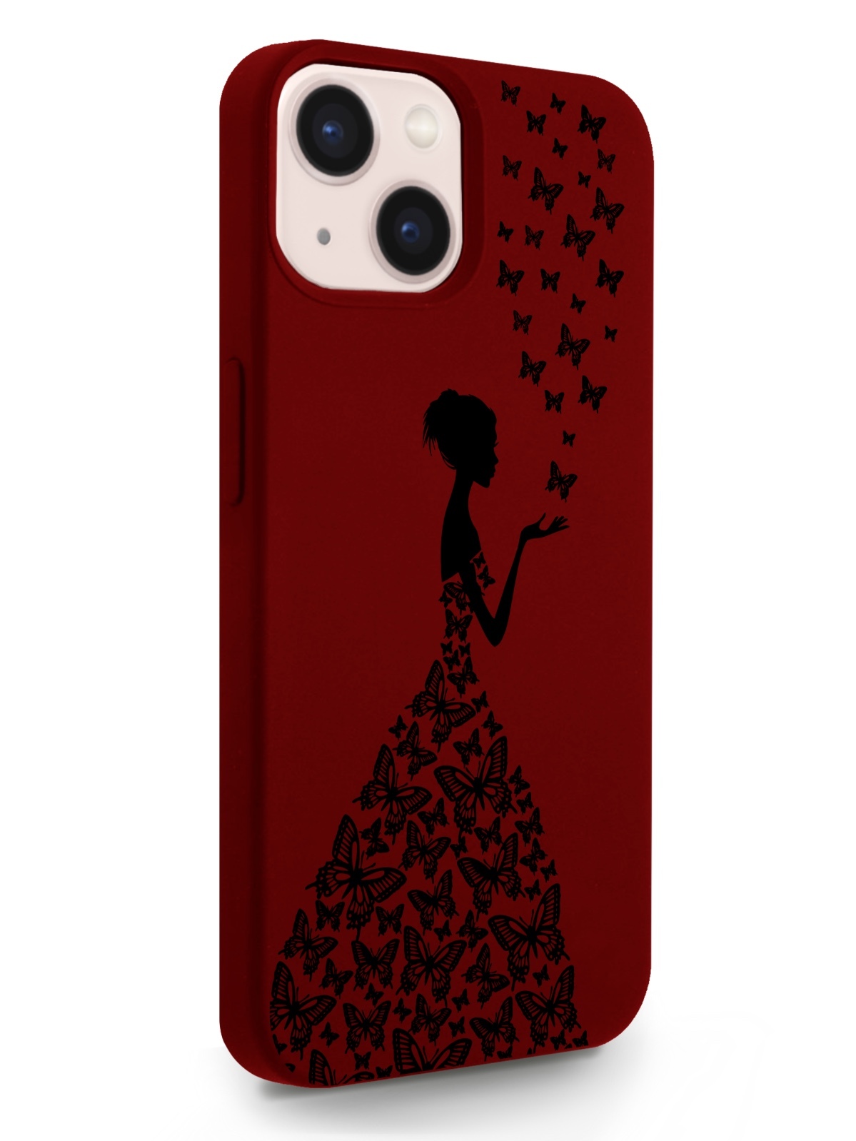 Чехол MustHaveCase для iPhone 13 Девушка с бабочками красный