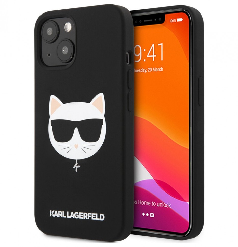 Чехол CG Mobile Karl Lagerfeld Liquid silicone Choupette Hard для iPhone 13, Черный