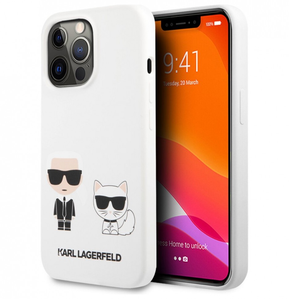 Чехол CG Mobile Karl Lagerfeld Liquid silicone Karl Choupette Hard iPhone 13 Pro, Белый