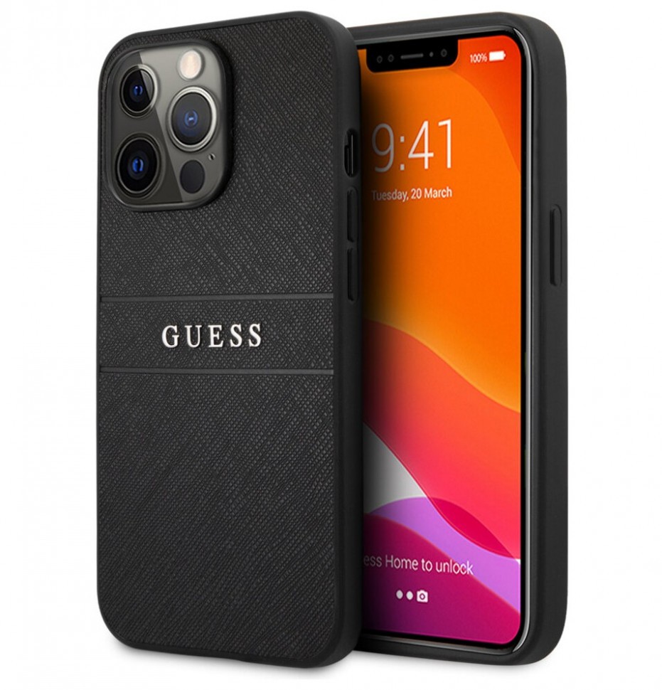 Чехол CG Mobile Guess PU Saffiano with metal logo Hard для iPhone 13 Pro, Черный