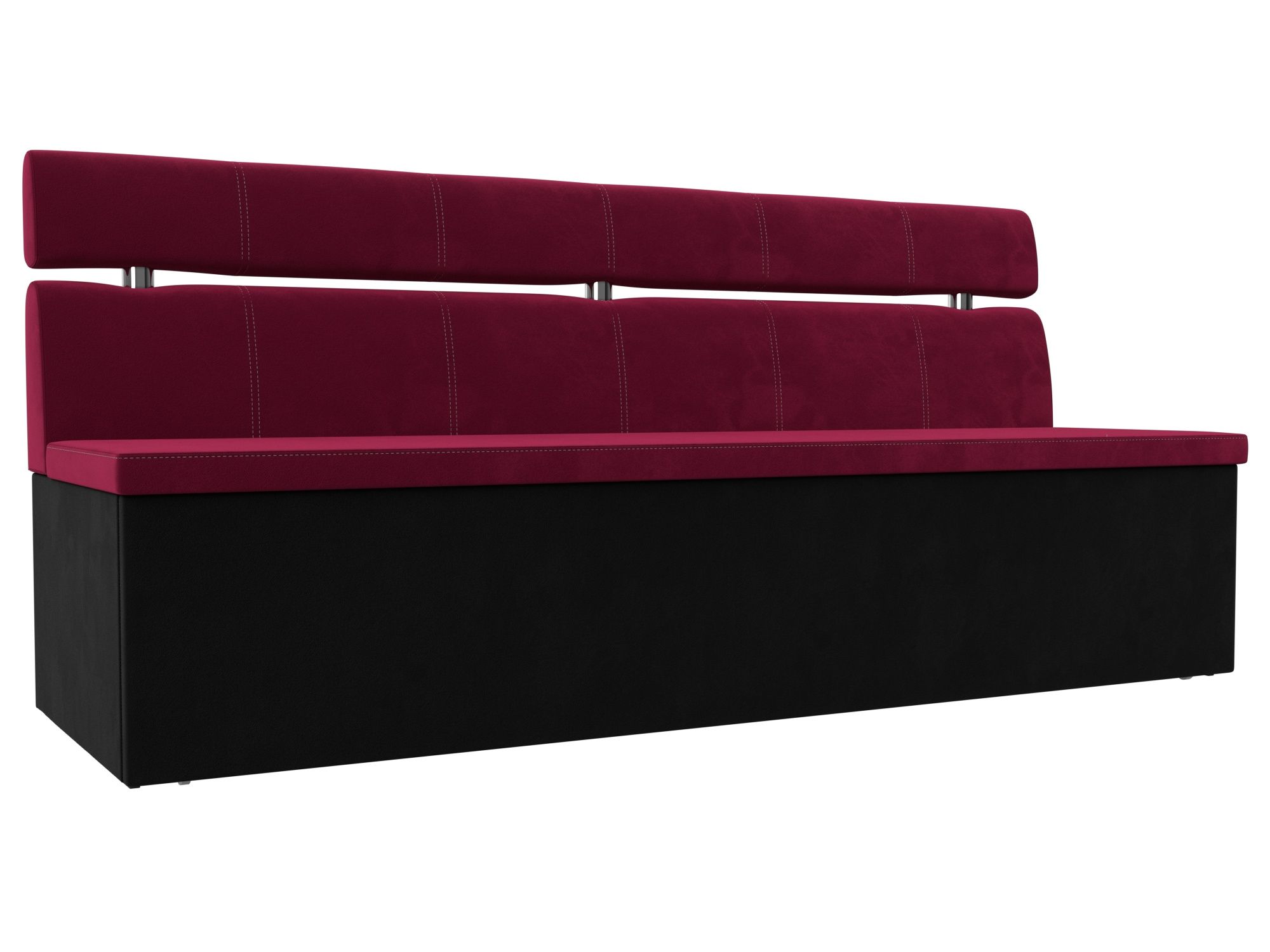 Кухонный прямой диван Классик микровельвет бордовый/черный
