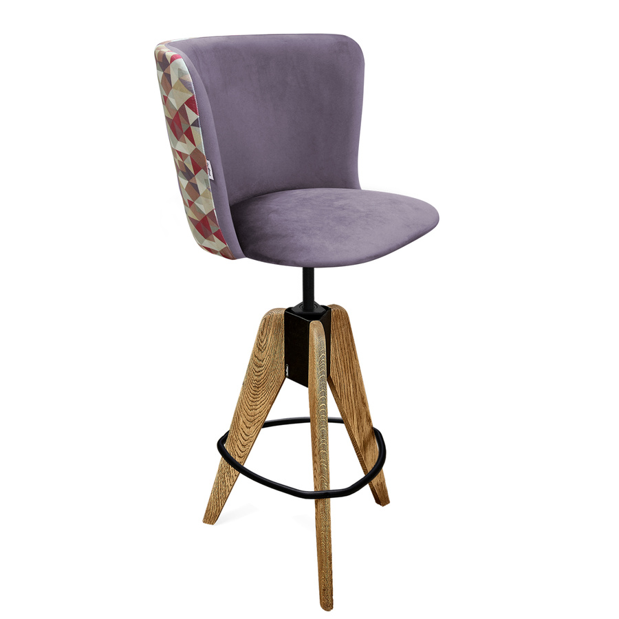Барный стул Sheffilton 205301, дуб брашированный/коричневый/сумеречная орхидея