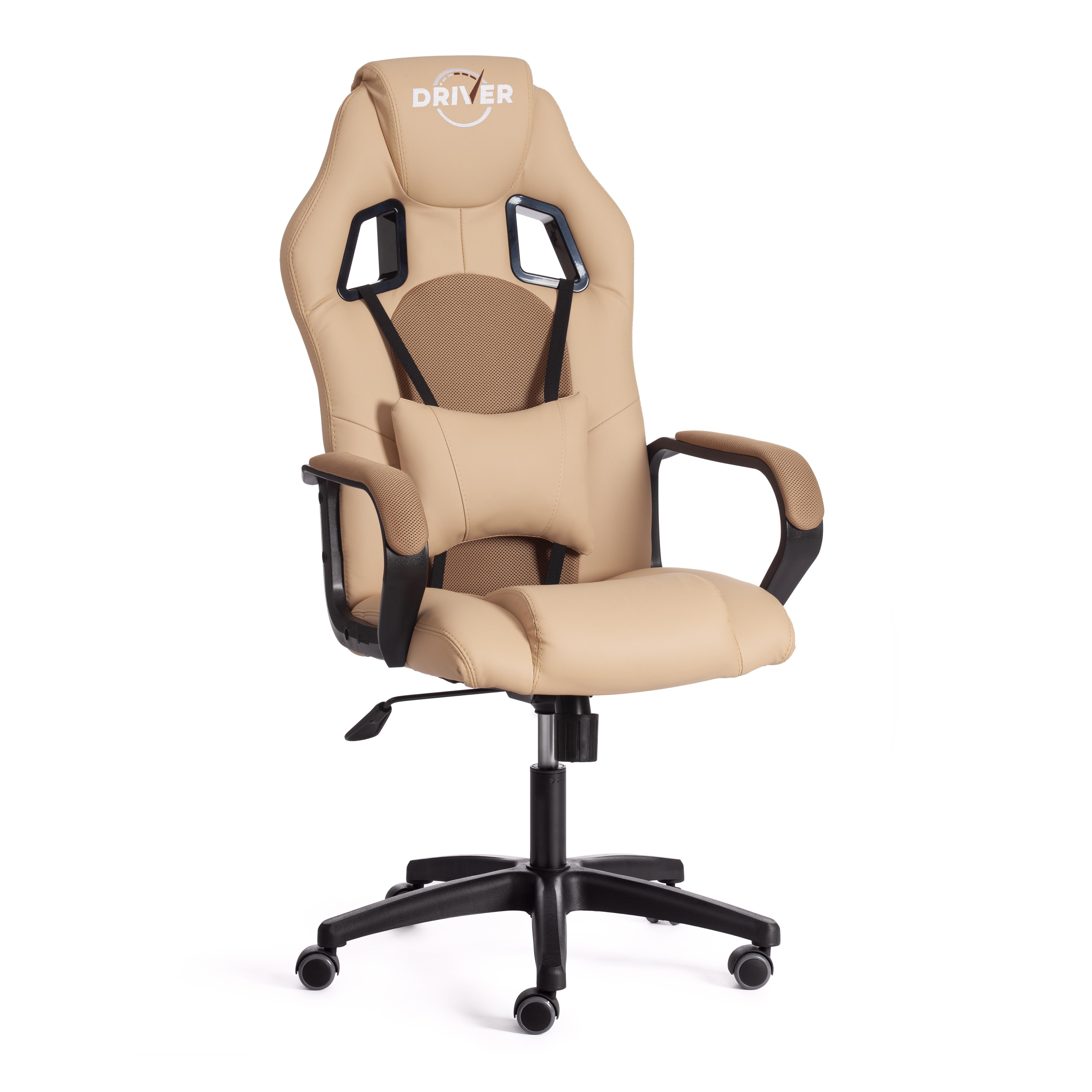 Кресло игровое компьютерное геймерское для пк Tetchair DRIVER бежевый бронза кож/зам/ткань