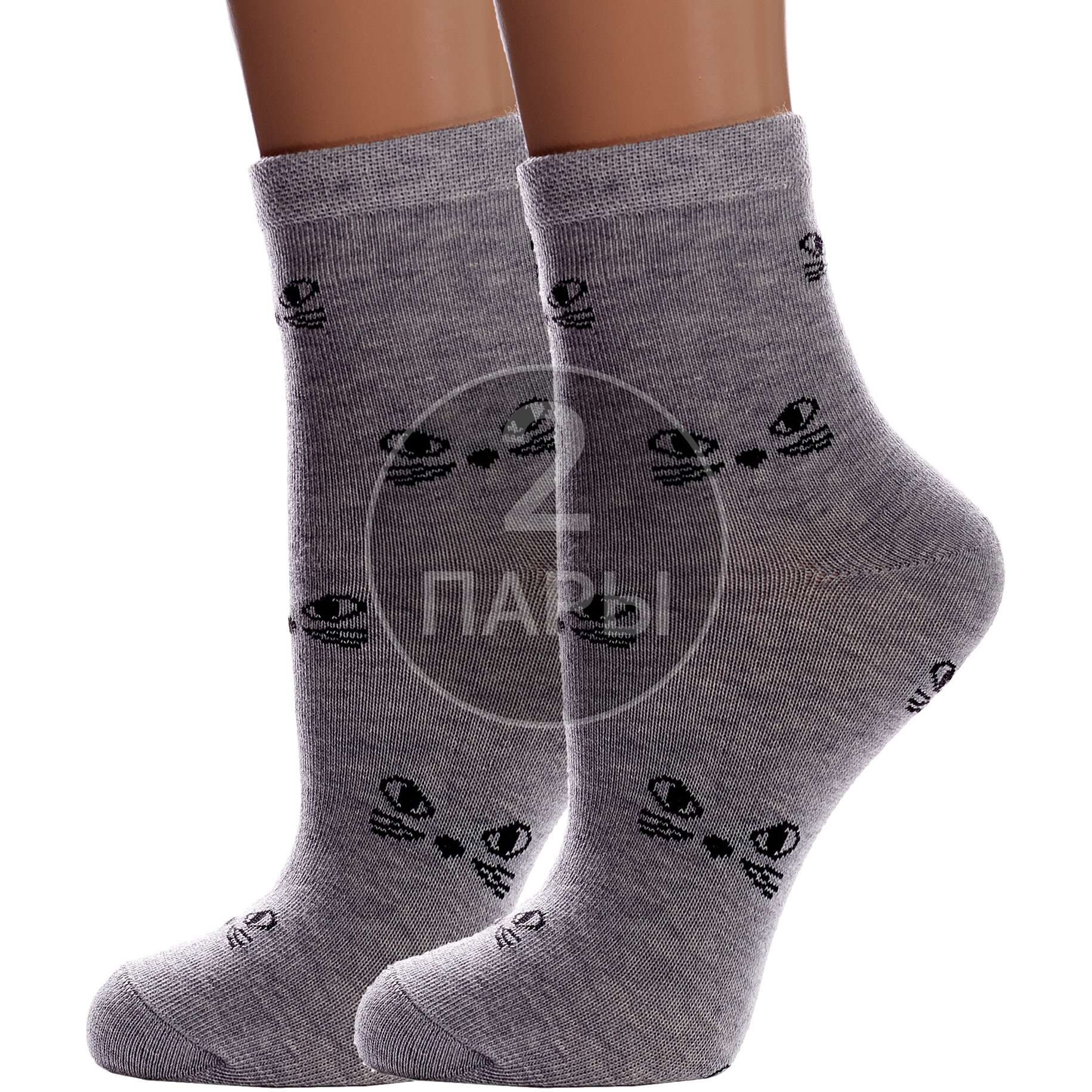 Комплект носков женских Para Socks 2-L1D27 серых 25, 2 пары