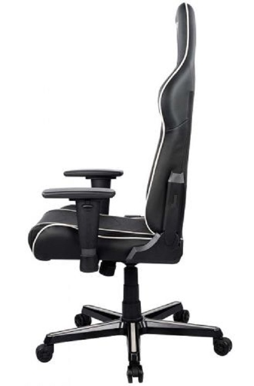 Кресло DxRacer OH/P08/NW геймерское, черное с белыми вставками, регулируемые подлокотники
