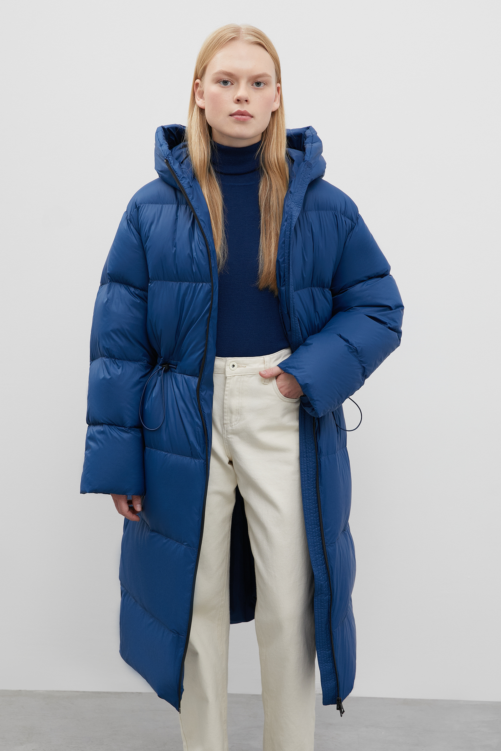 Пуховик-пальто женский Finn Flare FWC11084 синий XL