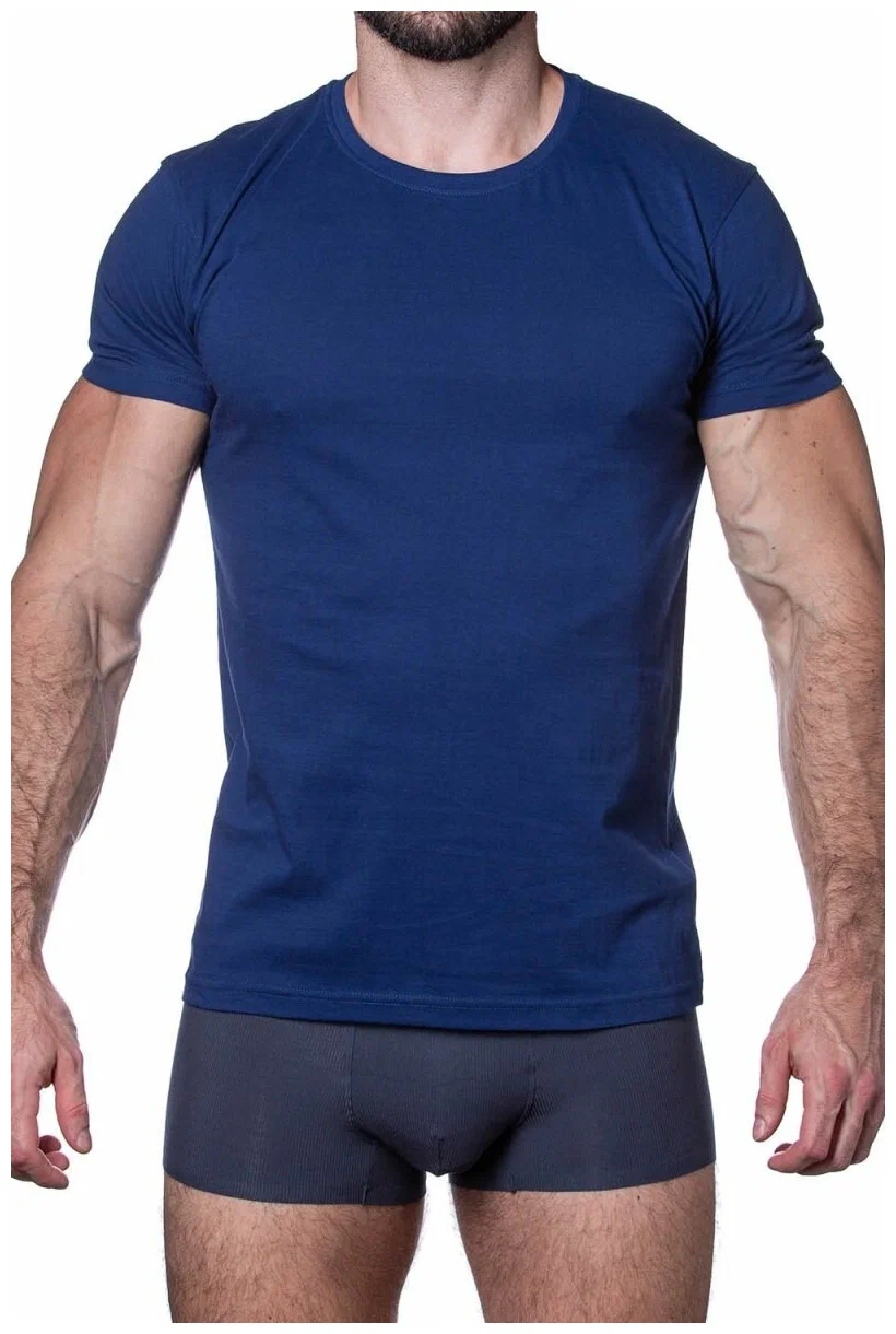 Хлопковая мужская футболка с коротким рукавом M синий