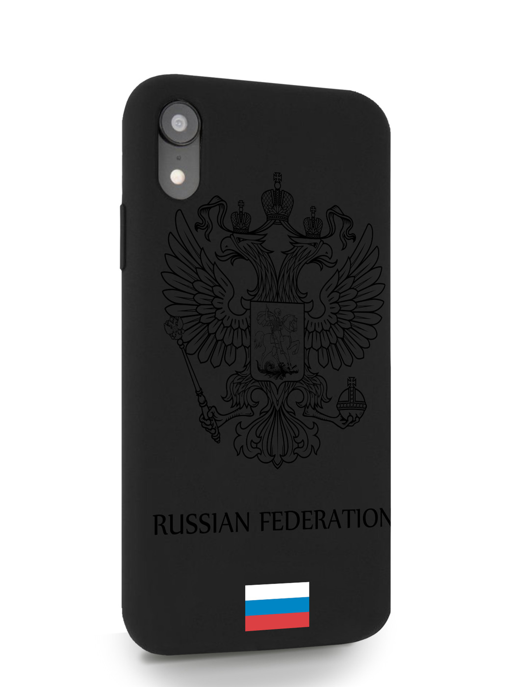 Чехол MustHaveCase для iPhone XR Черный лаковый Герб Россия черный
