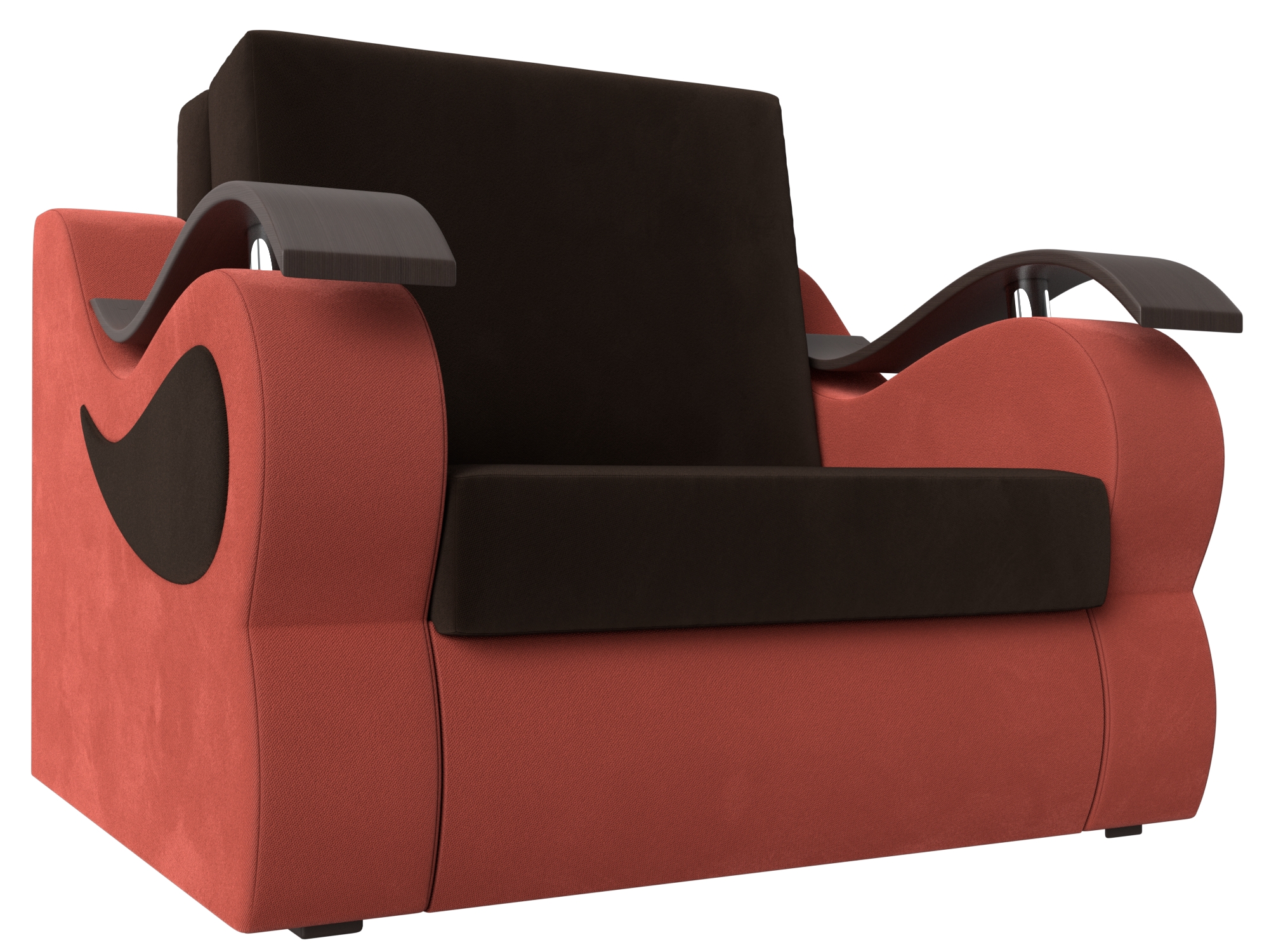 Кресло-кровать Меркурий 80 микровельвет коричневый/коралловый