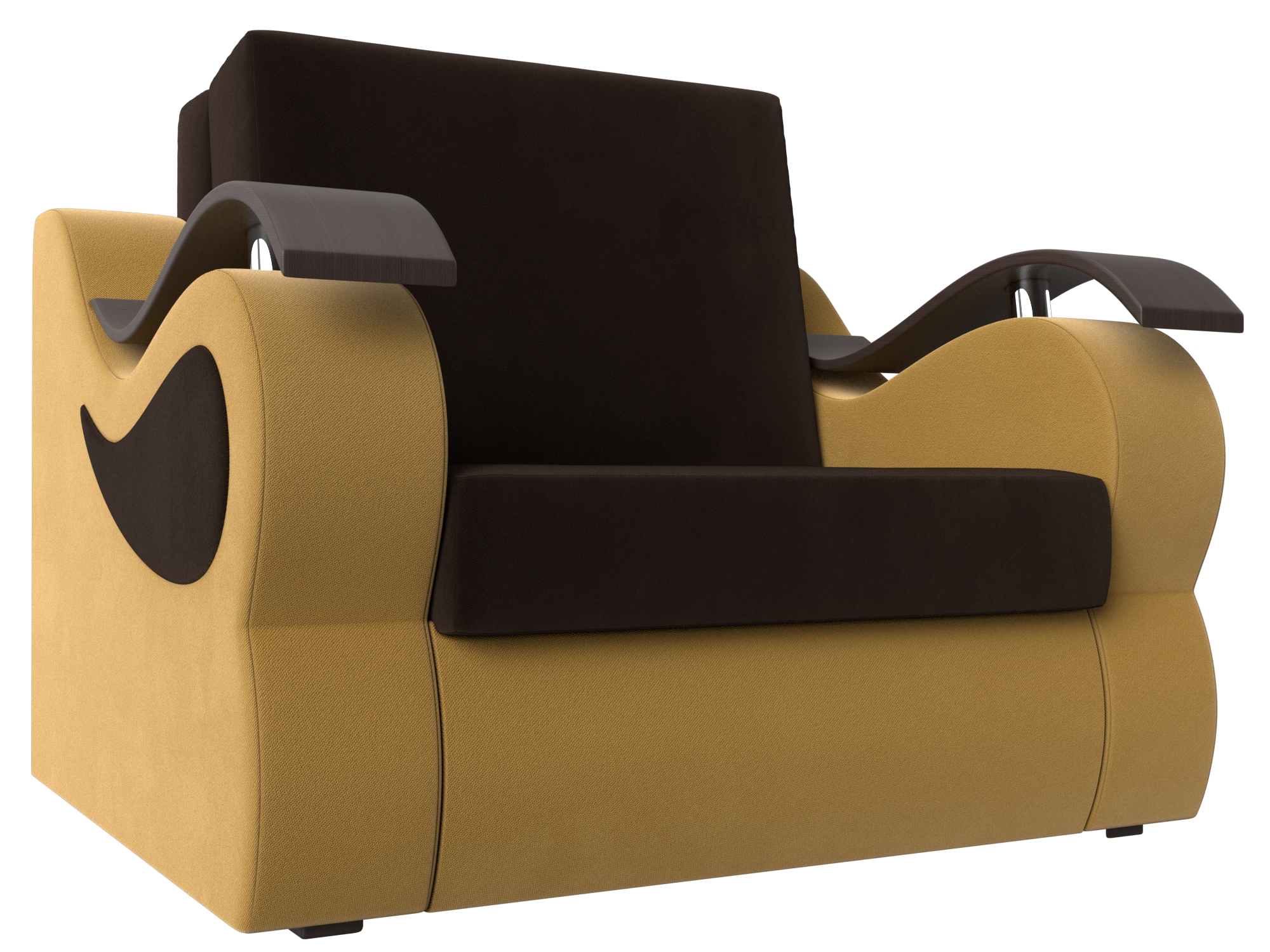 Кресло-кровать Меркурий 80 микровельвет коричневый/желтый