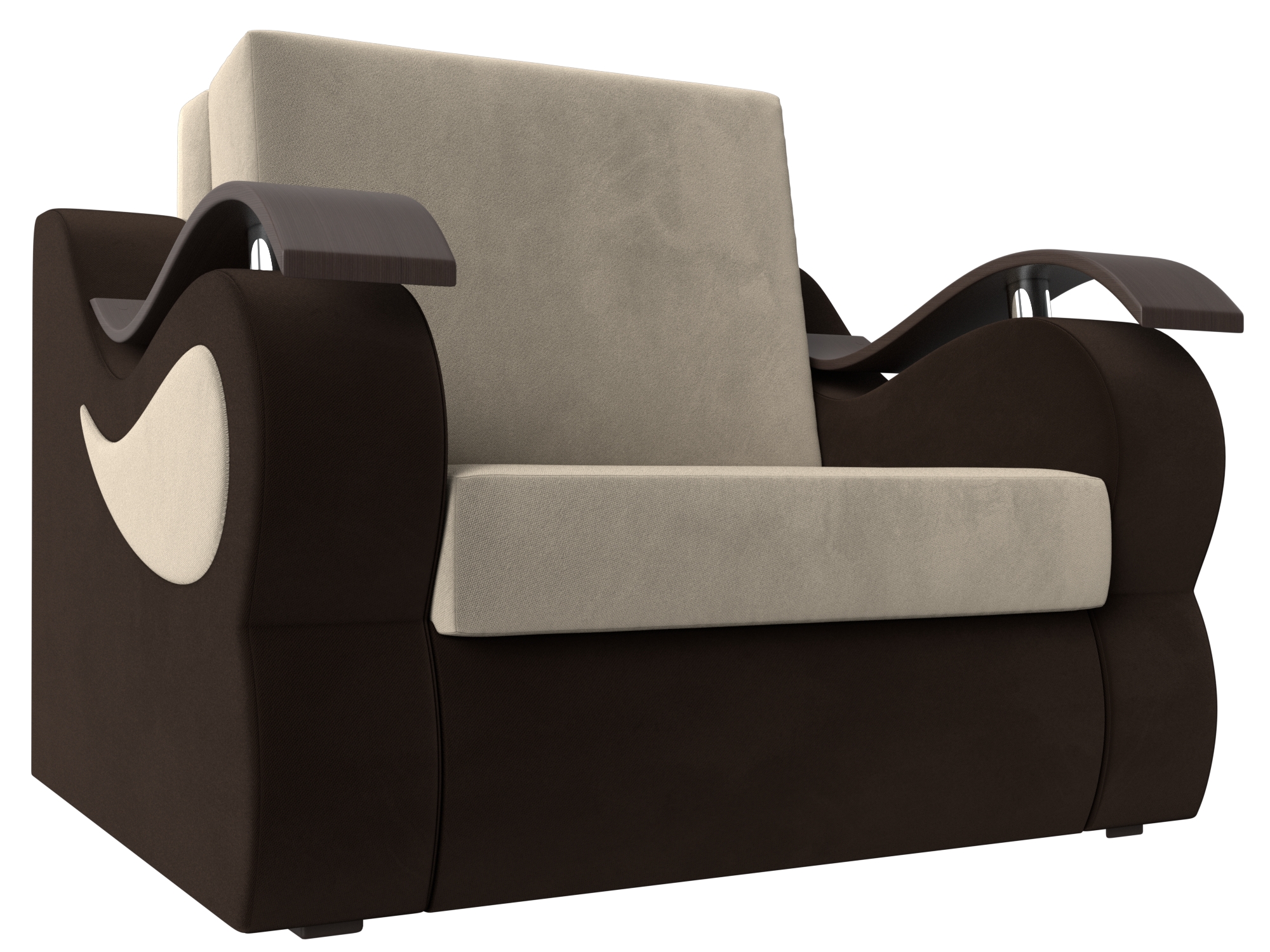 Кресло-кровать Меркурий 80 микровельвет бежевый/коричневый