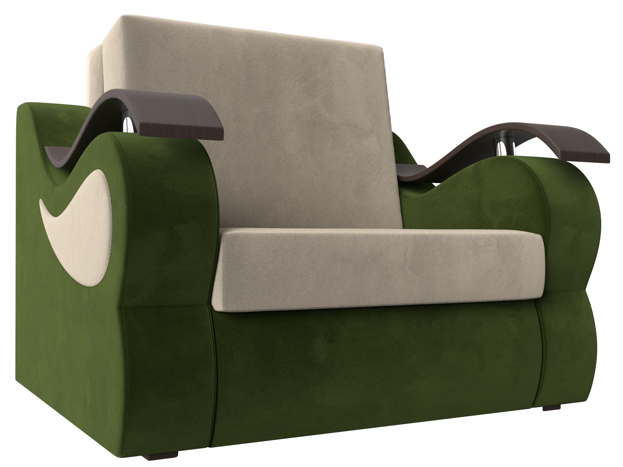 Кресло-кровать Меркурий 80 микровельвет бежевый/зеленый