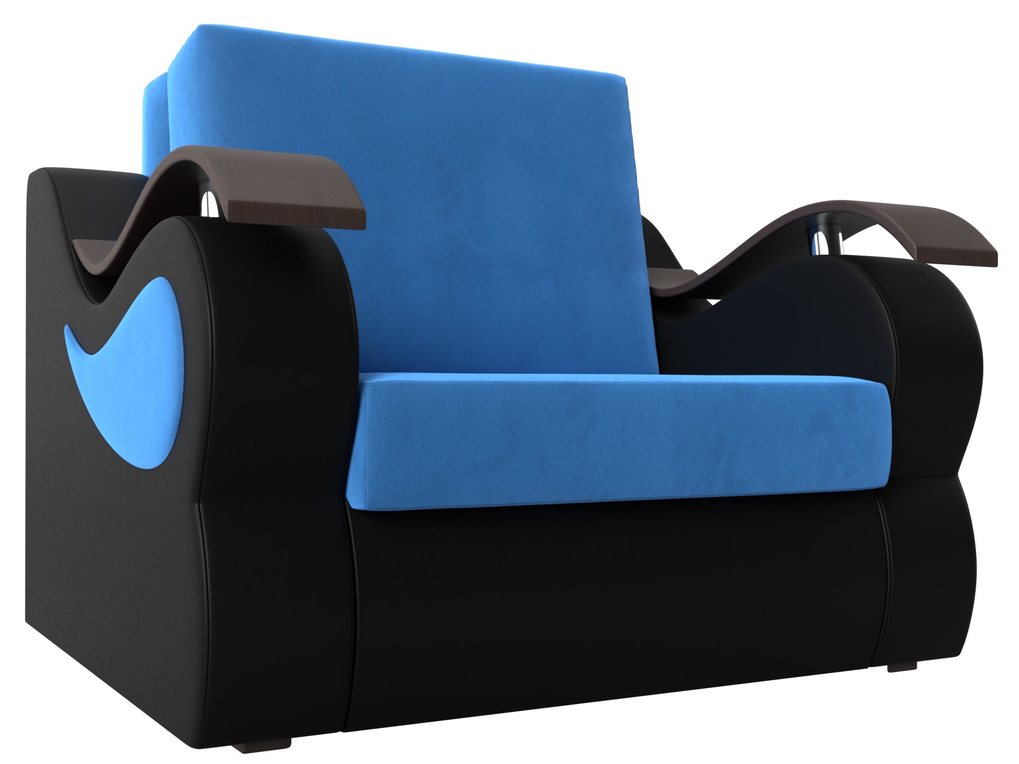 Кресло-кровать Меркурий 80 велюр/экокожа голубой/черный