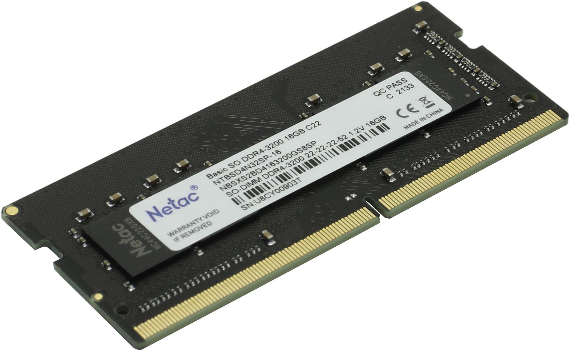 Оперативная память Netac Basic (NTBSD4N32SP-16) DDR4 1x16Gb 3200MHz