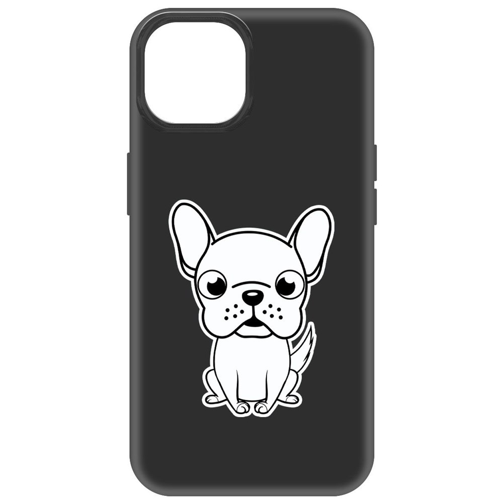 Чехол-накладка Софт Черно-белый щенок для iPhone 14