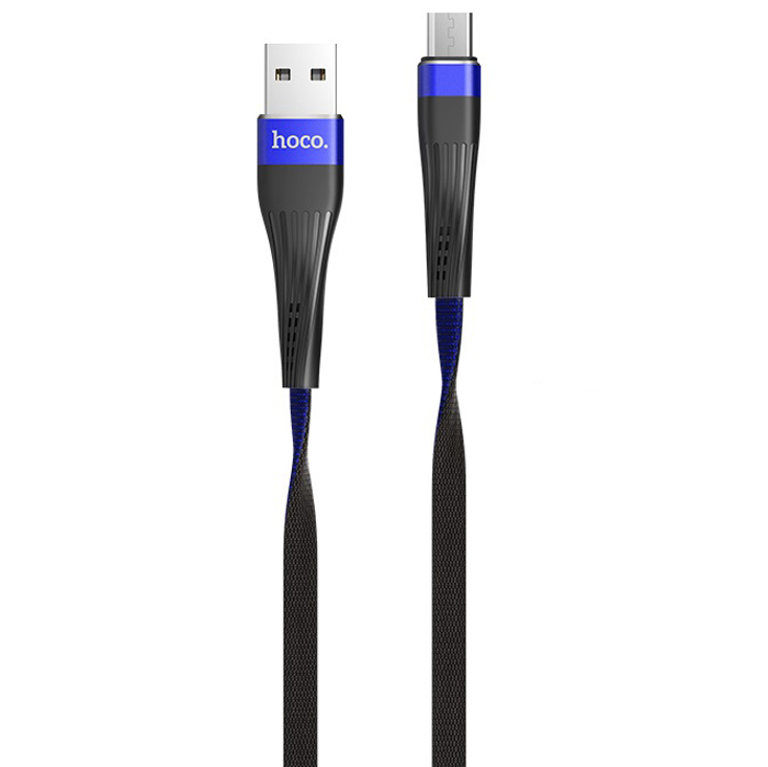 Кабель USB 2.0 A (m) - micro USB 2.0 B (m) 1.2м Hoco U39 Slender - Черный/Синий