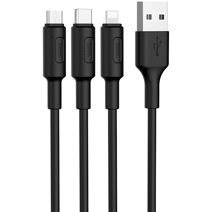 Кабель USB 2.0 A (m) - micro USB 2.0 B (m) 1м Hoco X25 3in1 - Черный