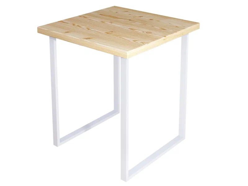 Стол кухонный Solarius Loft металл-дерево 75x75х75, без шлифовки и покраски, белые ножки