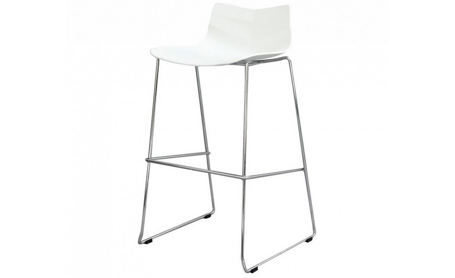 Барный стул ESF LEAF-06 white, серебристый/белый