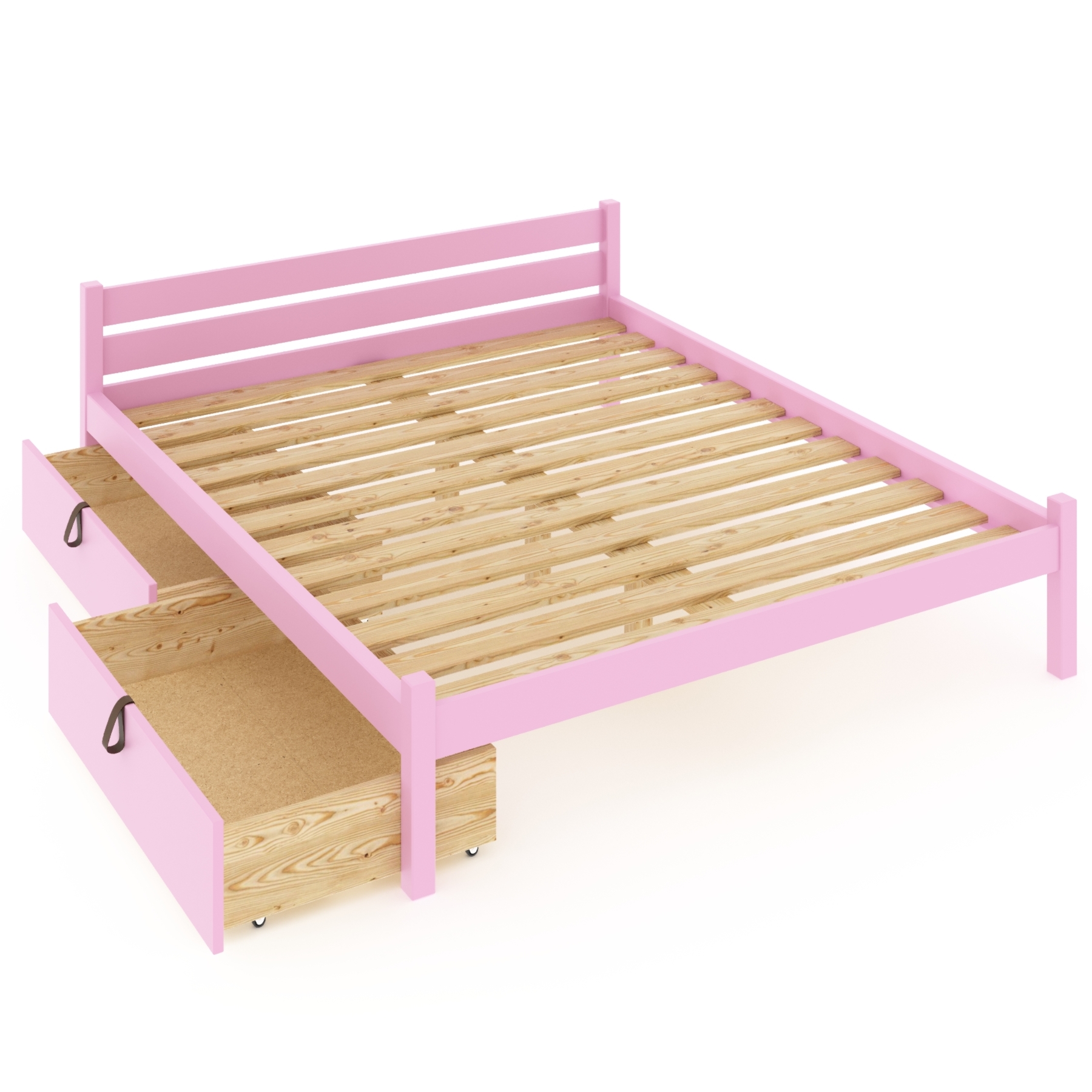 Кровать Solarius Классика с реечным основанием 200х180 с 2 выкатными ящиками, розовый
