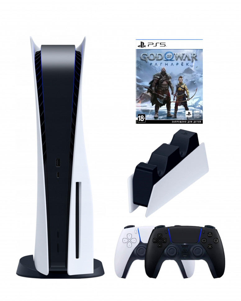 Игровая приставка Sony PlayStation 5 (3-ревизия)+2-й геймпад(черный)+зарядное+God of War: