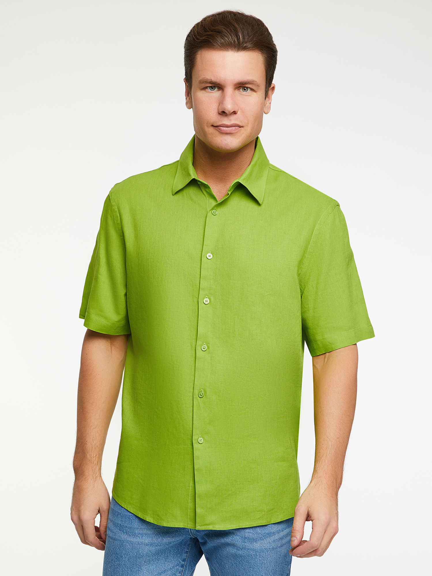 Рубашка мужская oodji 3L430005M-2 зеленая L