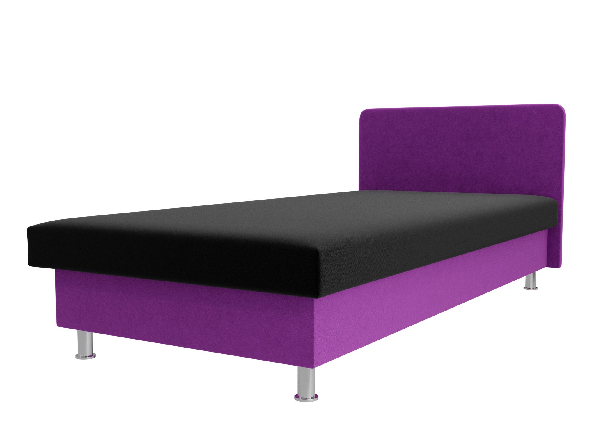 Кровать Мальта микровельвет черный/фиолетовый