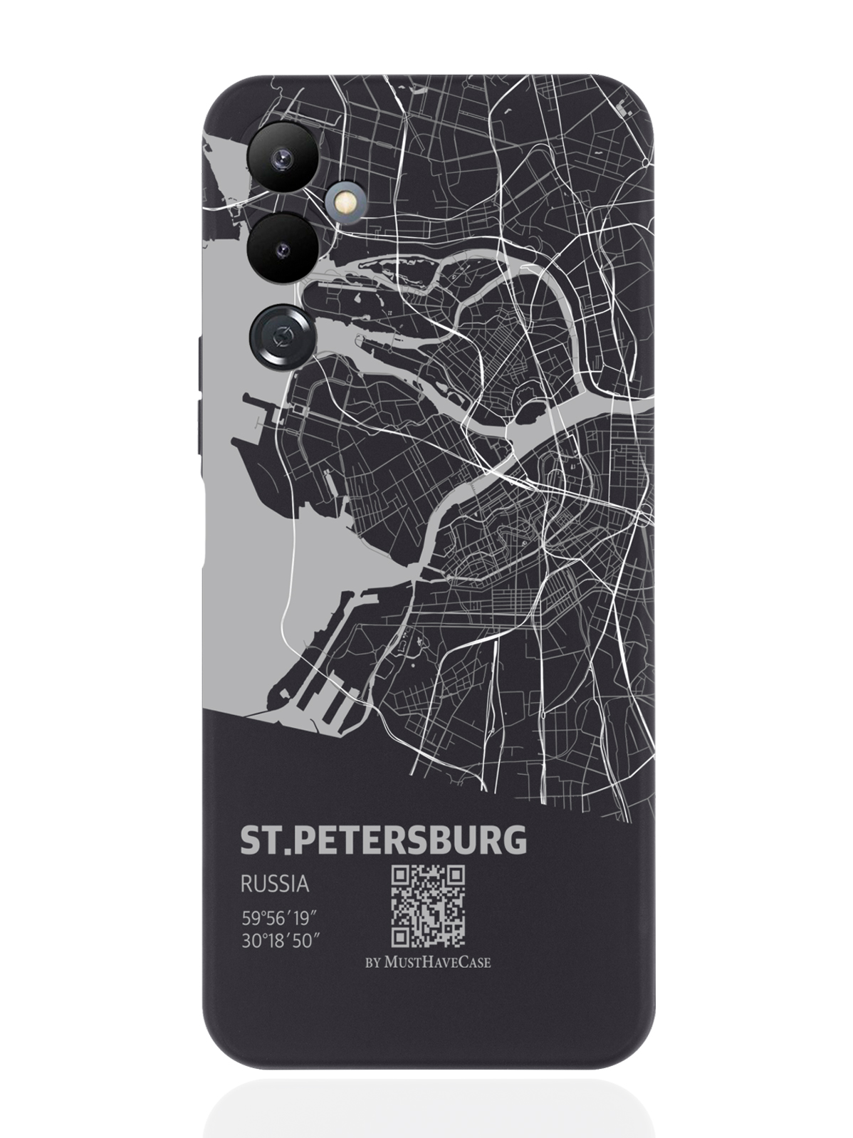 Чехол MustHaveCase для Tecno Pova 4 Карта Санкт-Петербурга черный
