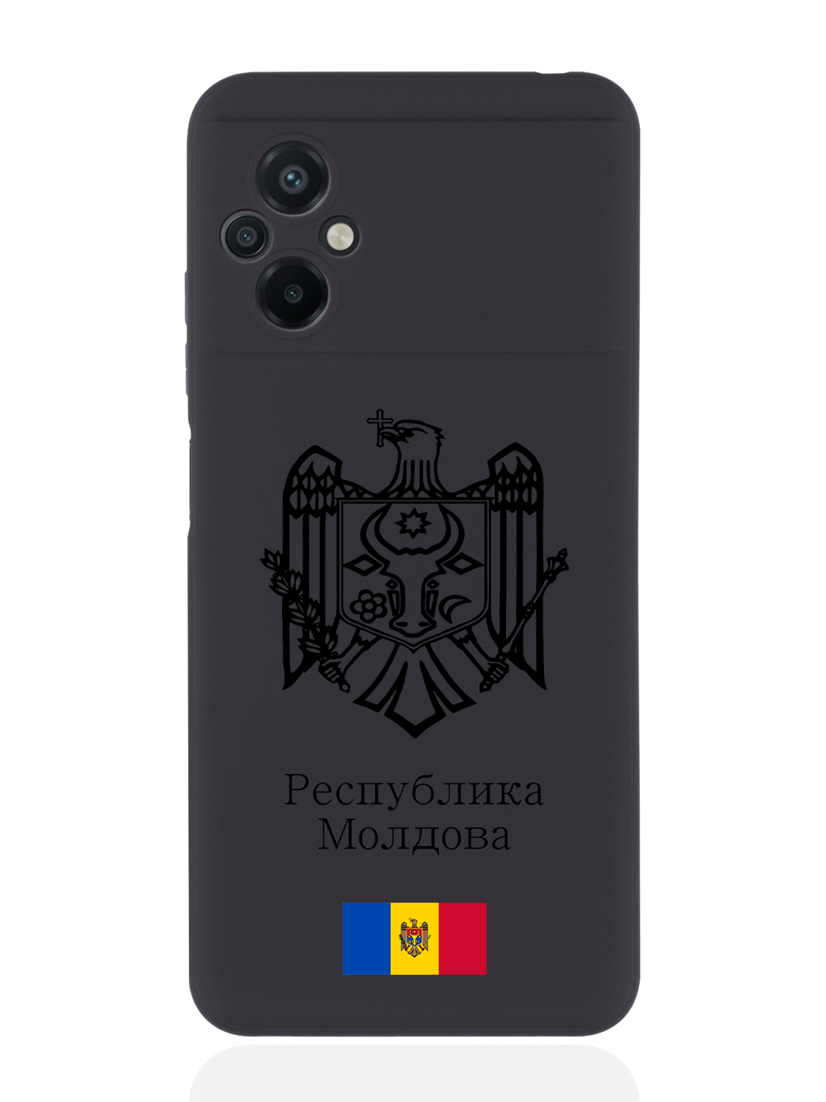 Чехол SignumCase для Poco M5 Черный лаковый Герб Республики Молдова/Герб Молдавии черный