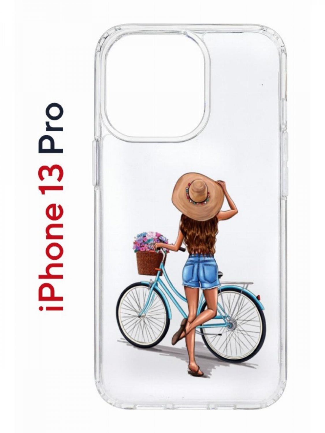 Чехол на iPhone 13 Pro с принтом Kruche Print Велосипедная прогулка, с защитой камеры