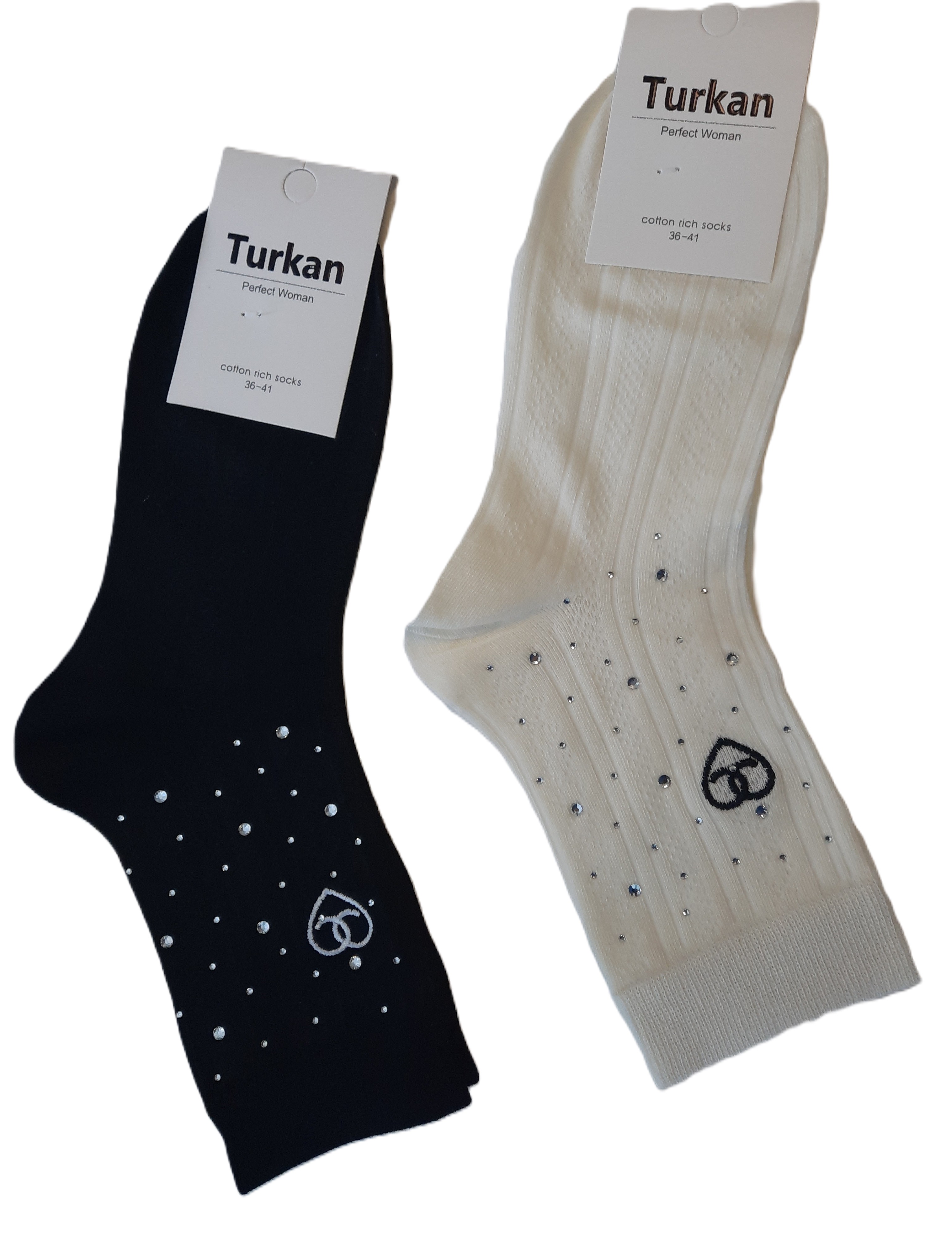 Комплект носков женских Turkan SP белый; черный 36-41, 2 пары