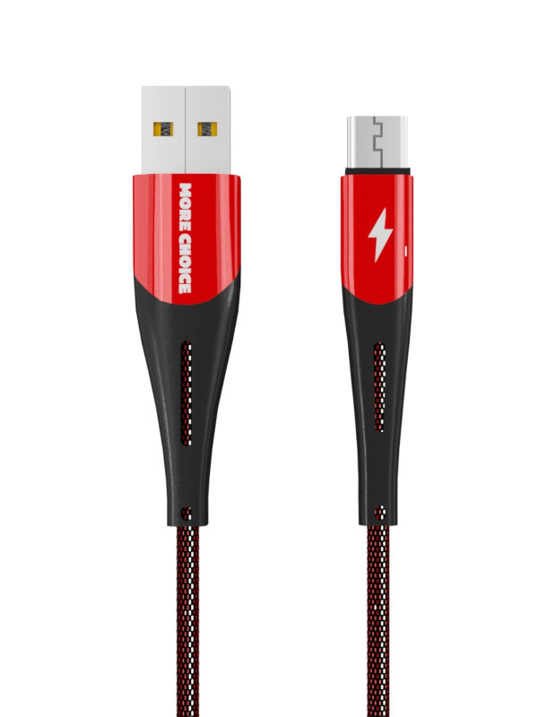 Дата-кабель More choice K41Sm New Smart USB 3.0A для micro USB нейлон 1м Red Black