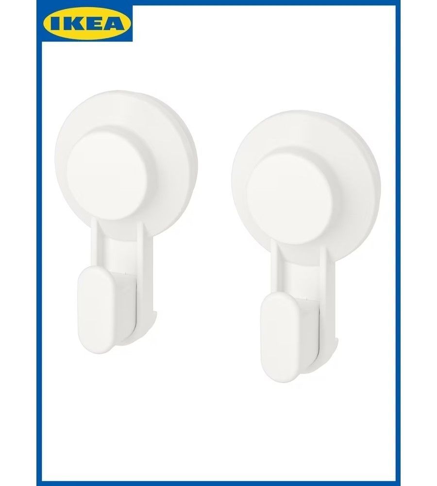 IKEA ТИСКЕН Крючки с присоской. 2 шт., белый. TISKEN