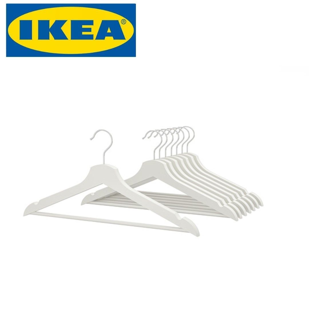 Вешалка для одежды IKEA 8 шт, белый. Деревянные плечики BUMERANG Бумеранг.